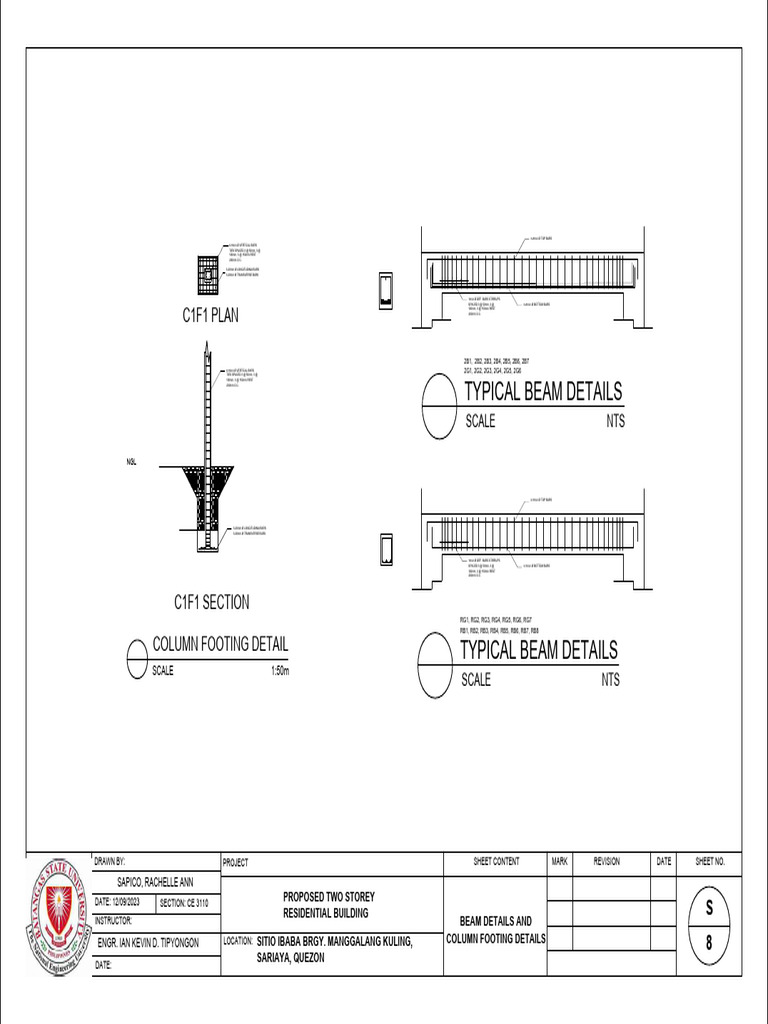 Typical Beam Details: C1F1 Plan | PDF