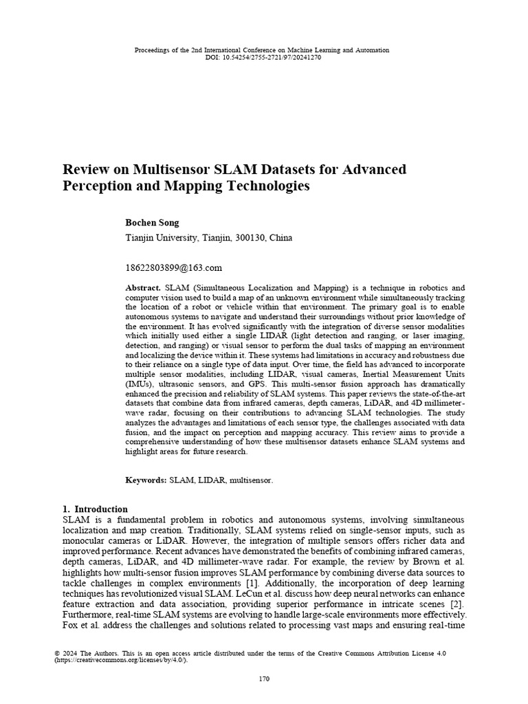 Review On Multisensor SLAM Datasets For Advanced P | PDF | Lidar | Deep Learning
