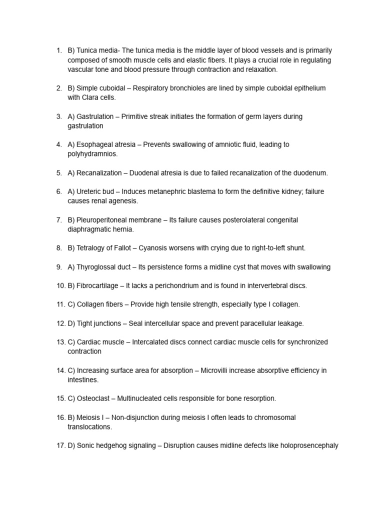 Histology and Embryology Answer Key | PDF | Aorta | Anatomy