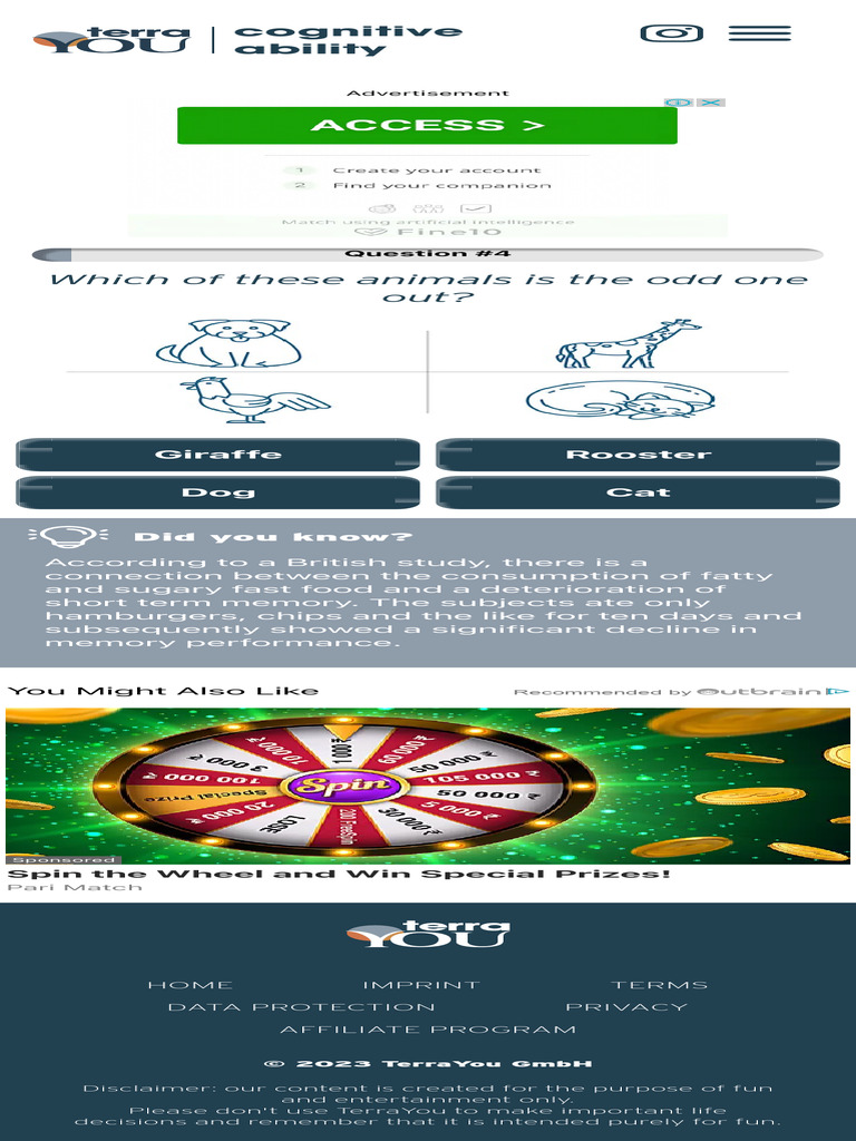 Cognitive Performance Test Career Edition TerraYou | PDF