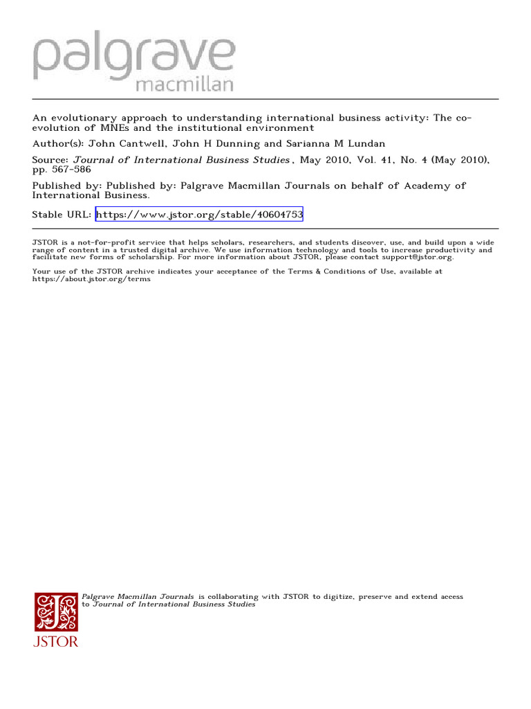 Institutional Theory and International Management Reading Material 8 ...
