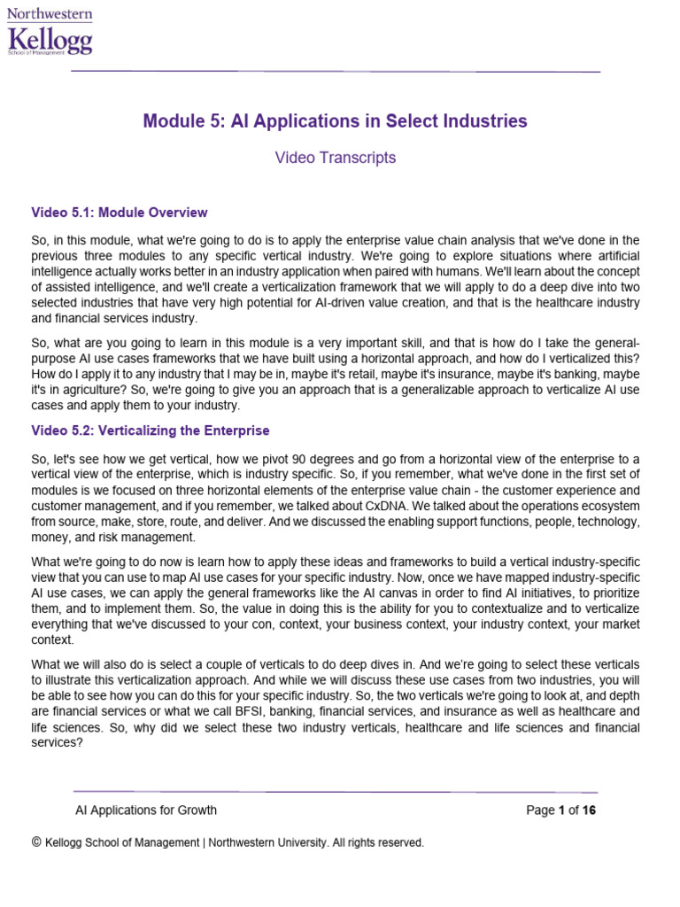 KLG - AI Applications For Growth - Module 5 Transcripts | PDF | Artificial Intelligence ...