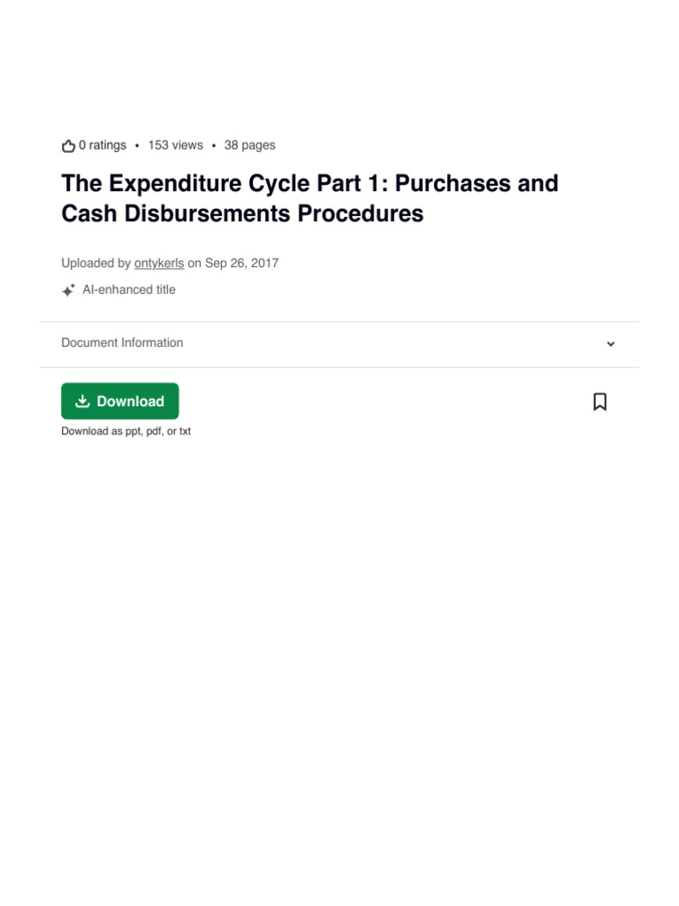 Expenditure Cycle: Purchases & Disbursements | PDF | Scribd | Business