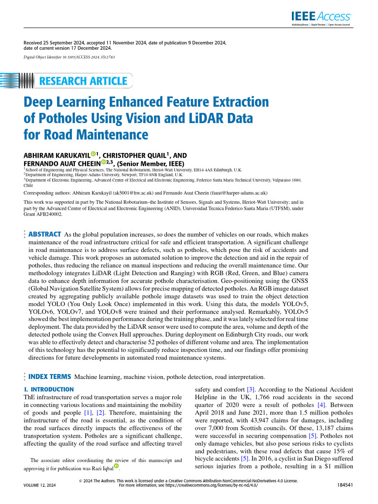 Deep Learning Enhanced Feature Extraction of Potholes Using Vision and ...