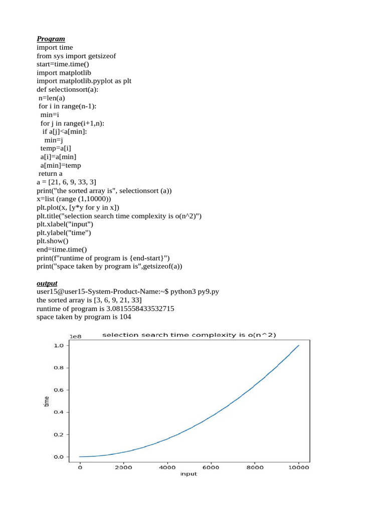 Selection Sort Algorithm Analysis | PDF
