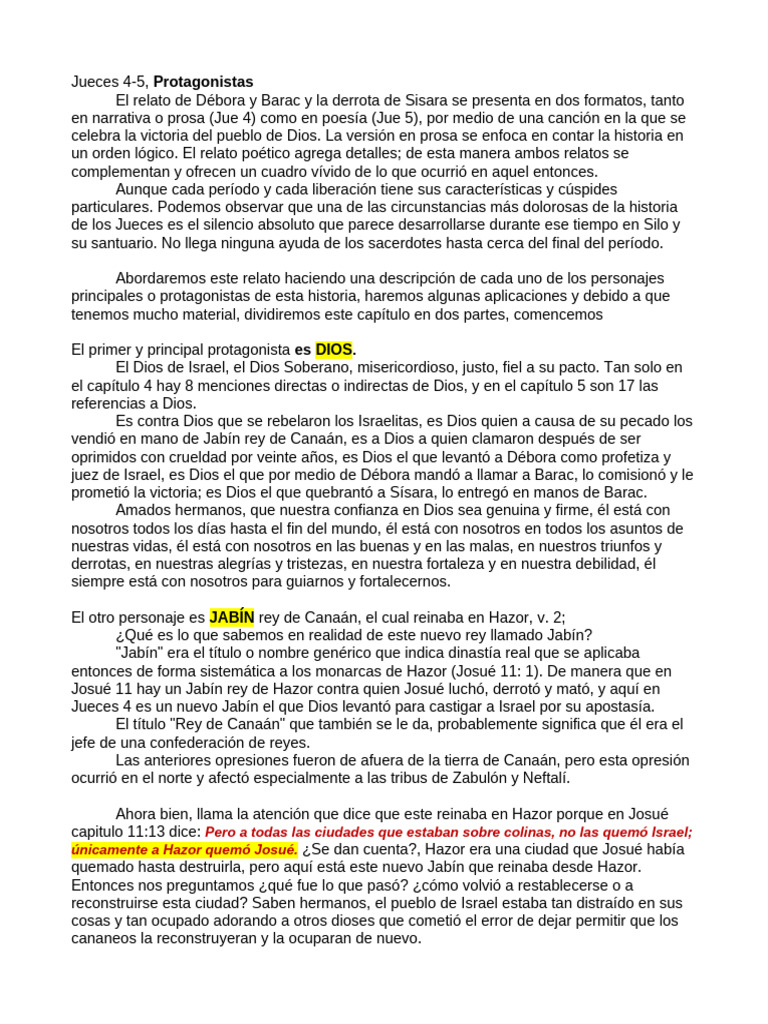 Jueces 4-Parte 1, Protagonistas | PDF | Joshua | Dios