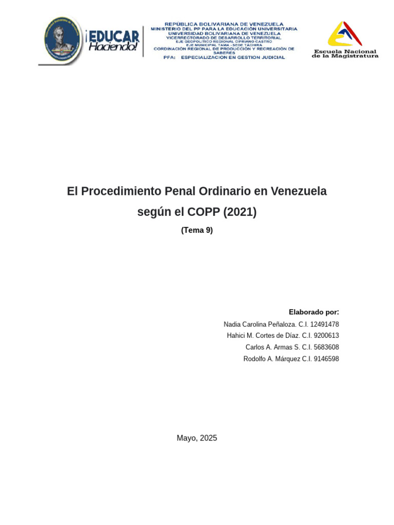 El Procedimiento Penal Ordinario en Venezuela Según El COPP (2021 ...