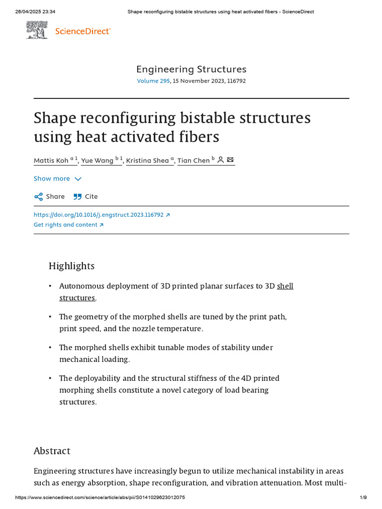 Shape Reconfiguring Bistable Structures Using Heat Activated Fibers ...