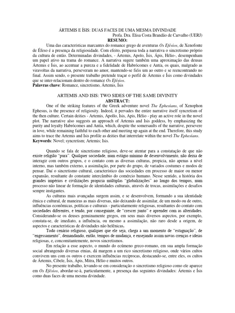 Sincretismo de Ártemis e Ísis em Os Efésios | PDF | Ísis