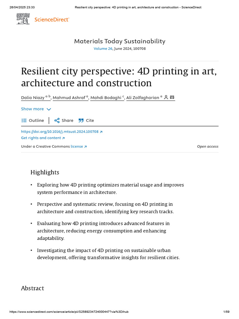Resilient City Perspective - 4D Printing in Art, Architecture and ...