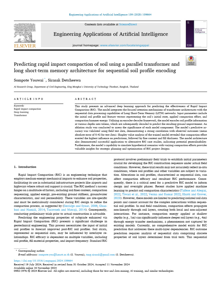 Predicting Rapid Impact Compaction of Soil Using A Pa 2025 Engineering ...