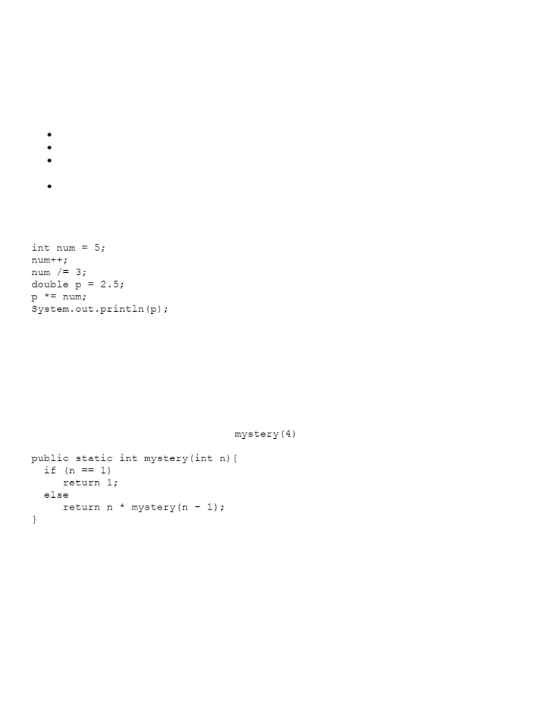 AP Computer Science A Multiple Choice Questions Packet | PDF | Integer (Computer Science ...