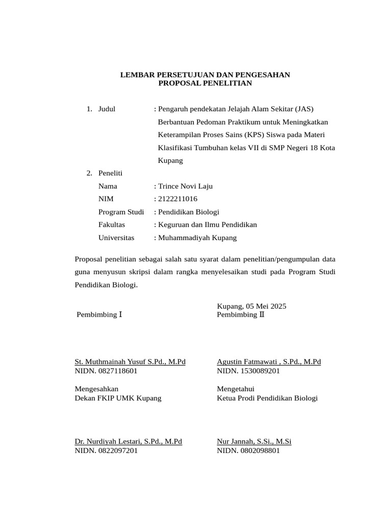 Lembar Pengesahan Proposal | PDF
