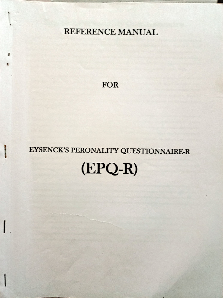 EPQ-R Manual | PDF