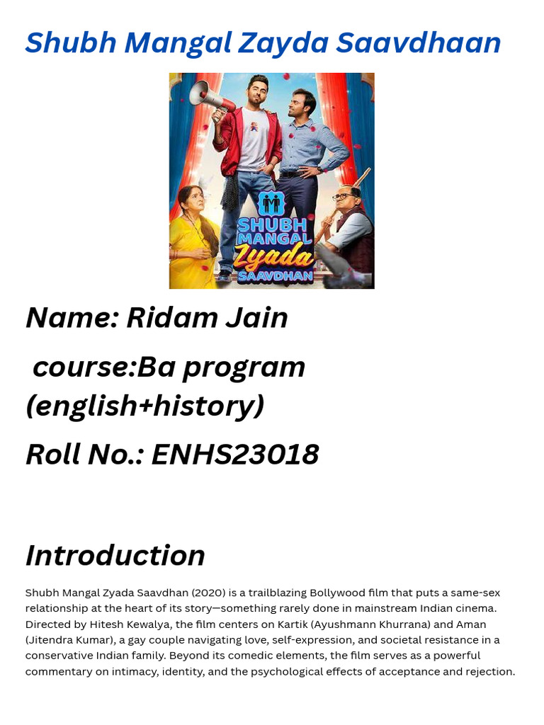 Shubh Mangal Zayda Saavdhaan - 20250416 - 234400 - 0000 | PDF | Intimate Relationships | Love