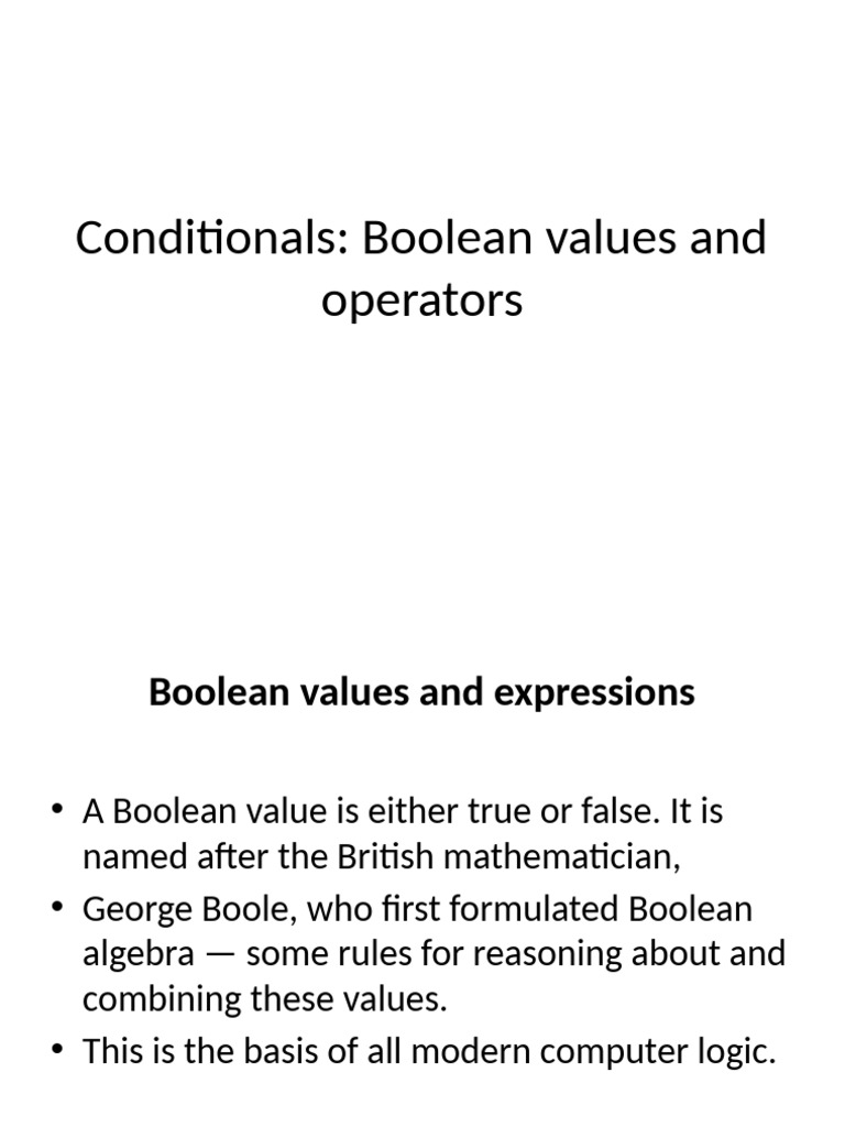 Boolean Values and Operators | PDF | Boolean Data Type | Boolean Algebra