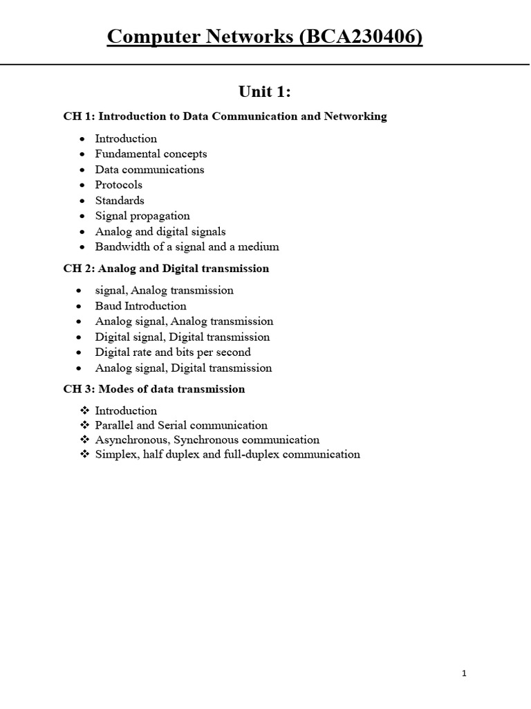 Computer Networks UNIT 1 | PDF | Duplex (Telecommunications) | Digital ...