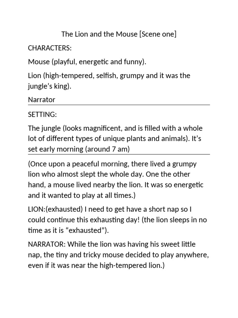 The Lion and The Mouse | PDF