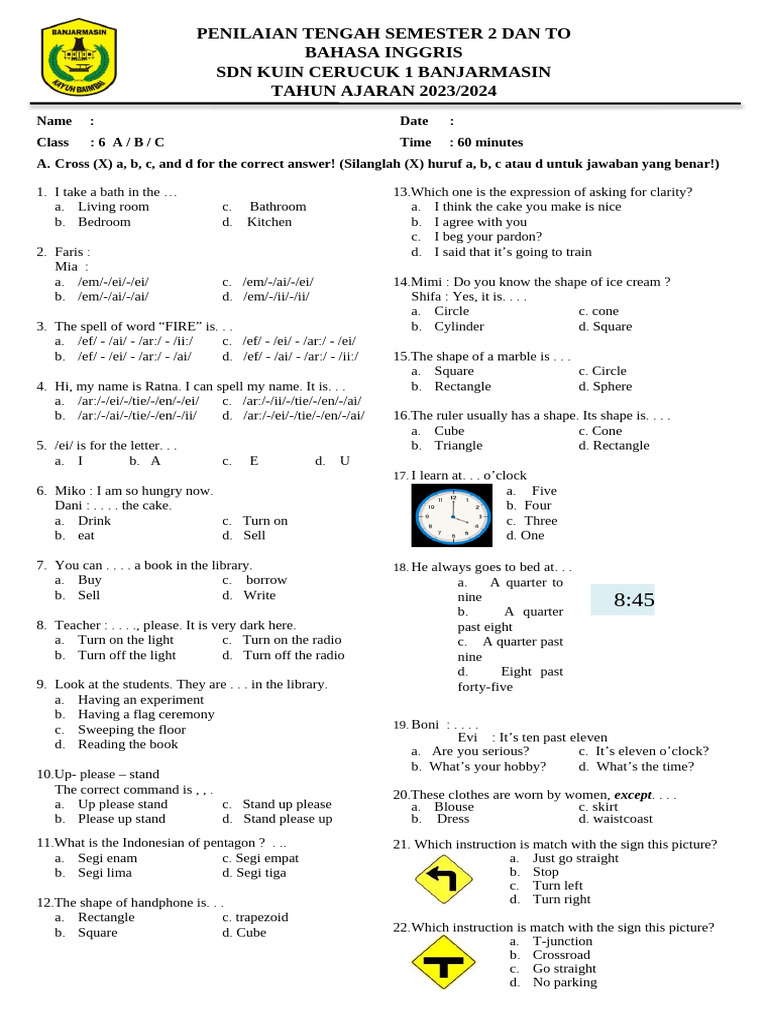6 Penilaian Tengah Semester B.ing 2025 | PDF | Euclidean Geometry | Classical Geometry