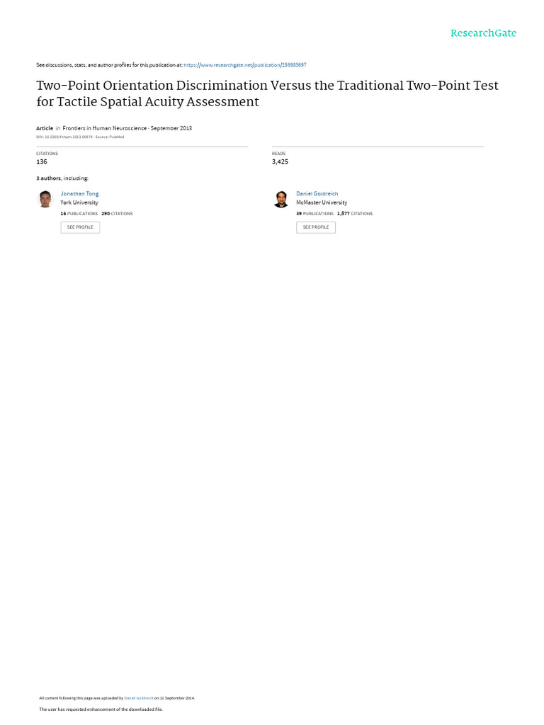 Two-Point Orientation Discrimination Versus The Traditional | PDF ...
