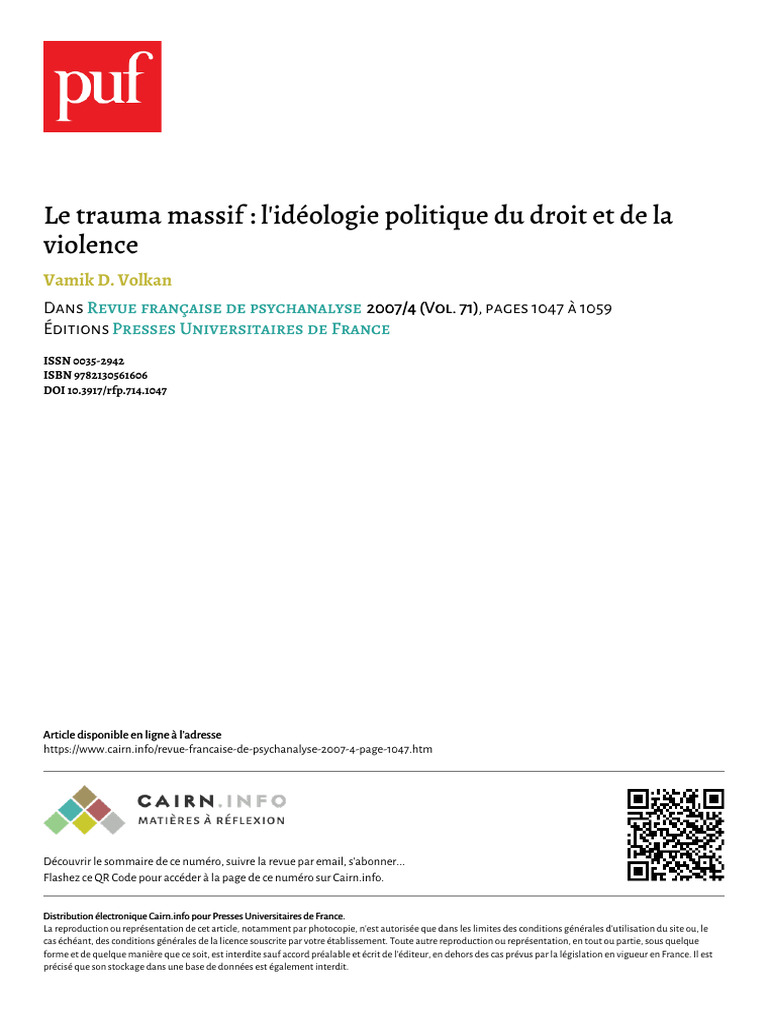 Trauma massif et idéologie politique | PDF | Idéologies