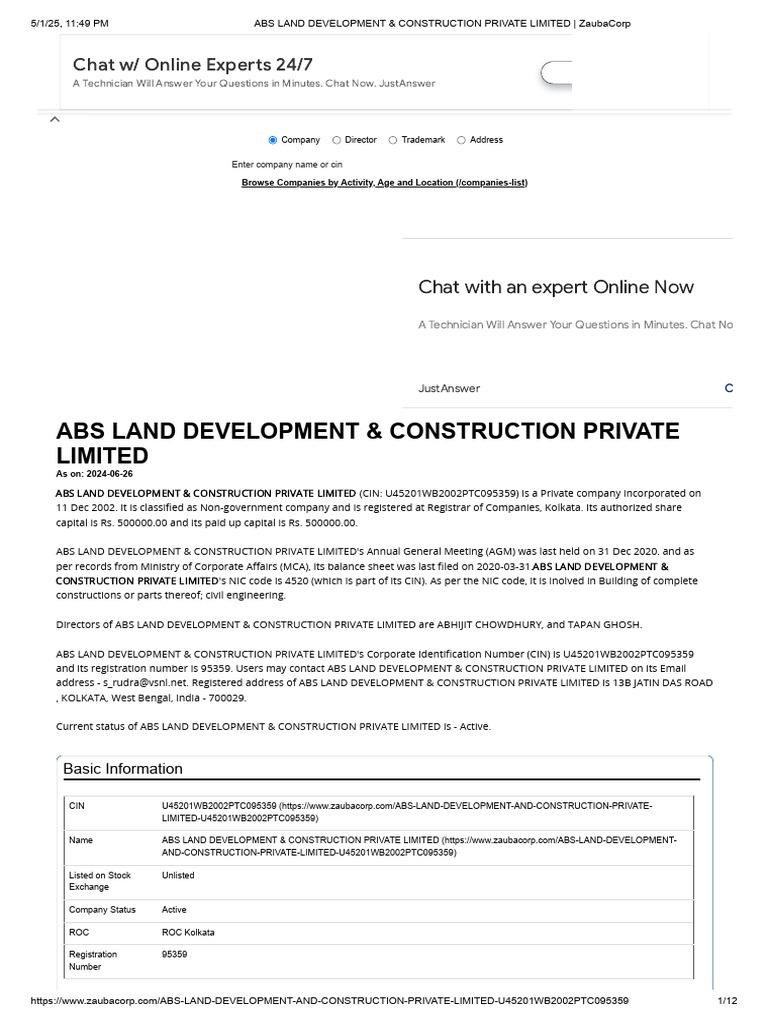 ABS Land Development Overview | PDF | Expense | Inventory