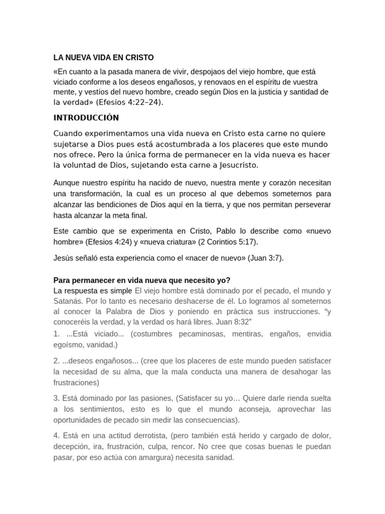 Tema La Vida Nueva En Cristo Pdf Cristo Título Pecado