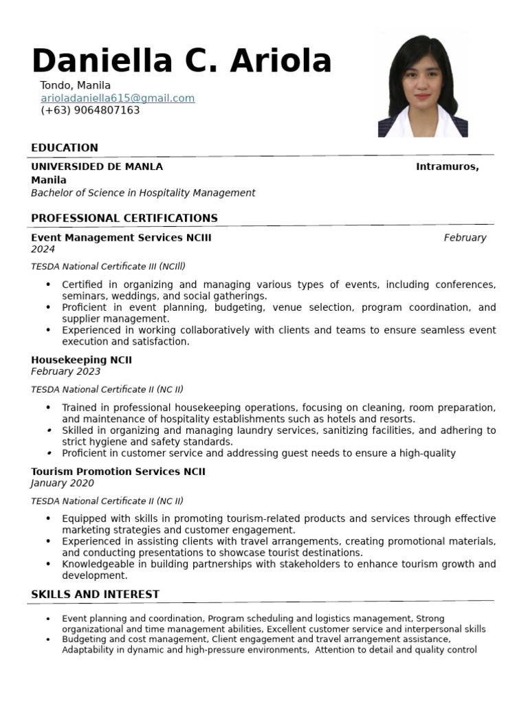 Daniella Ariola Resume | PDF