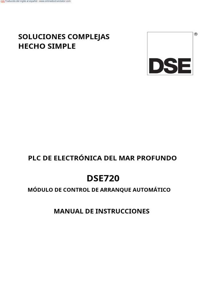 DSE720-Operators-Manual en Es - 4 | PDF | Arranque | Generador eléctrico