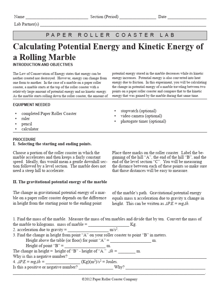 calculating_energy_answer_key | PDF | Kinetic Energy | Mass