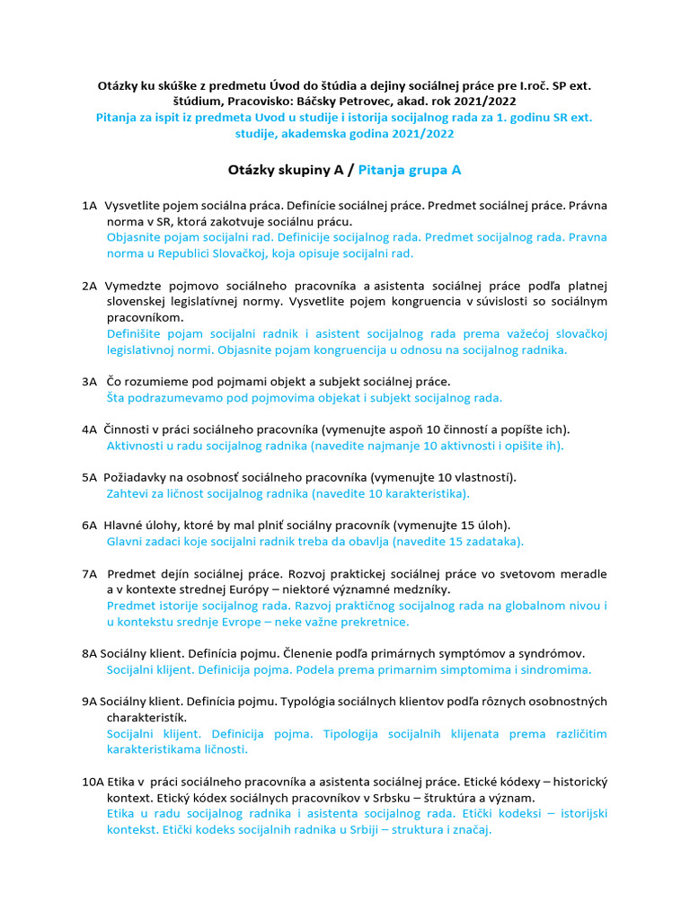 Otázky Skupiny A | PDF
