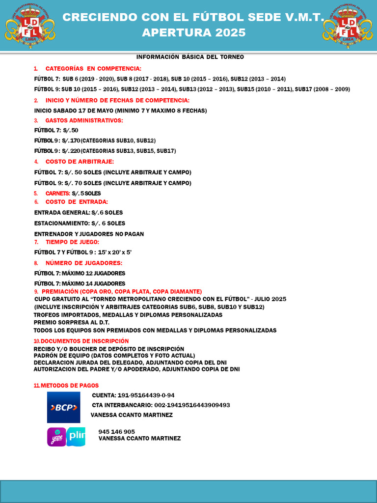 Información Creciendo VMT Apertura 2025 | PDF