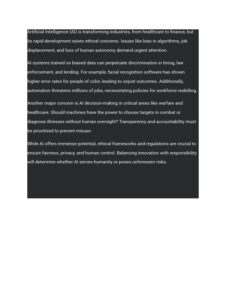Essay 3 - The Ethics of Artificial Intelligence | PDF