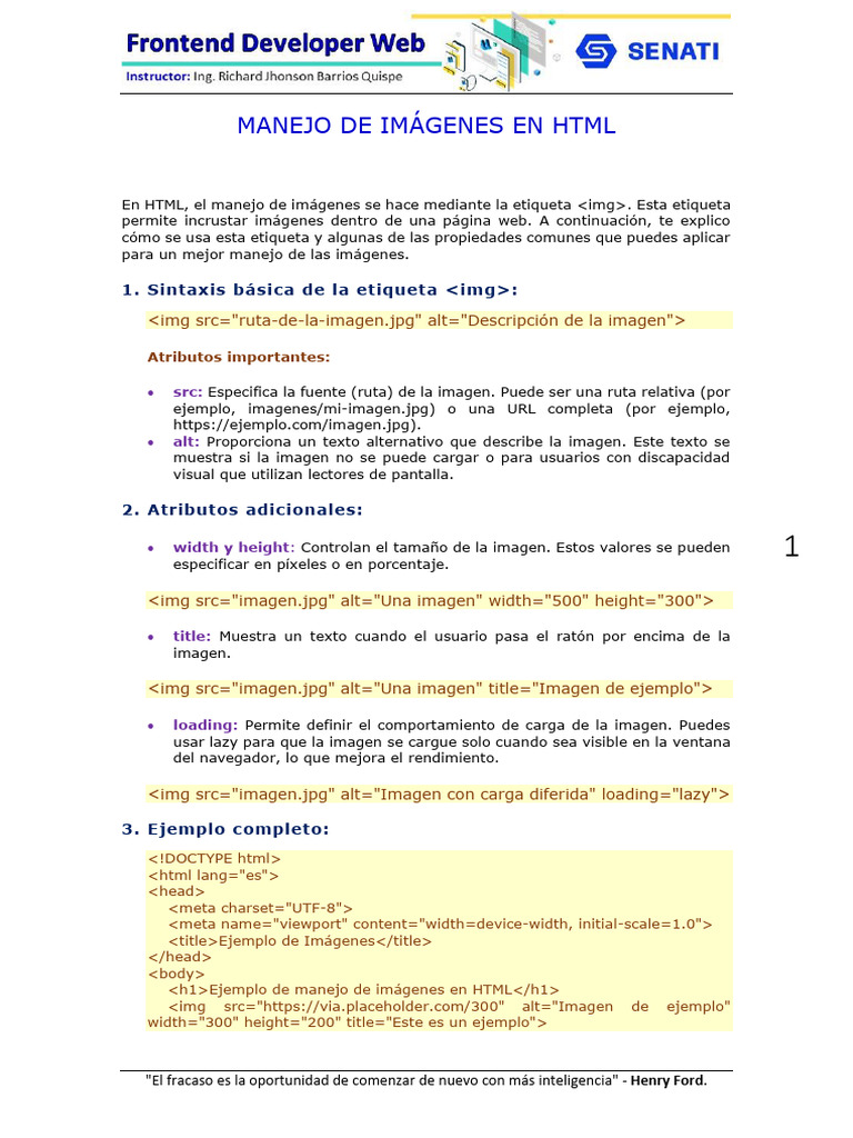 Manejo de Imágenes en HTML | PDF | HTML | Hipertexto