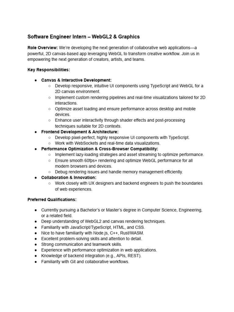 Frontend Engineer Intern - WebGL & Canvas | PDF | Web Gl | Information Technology