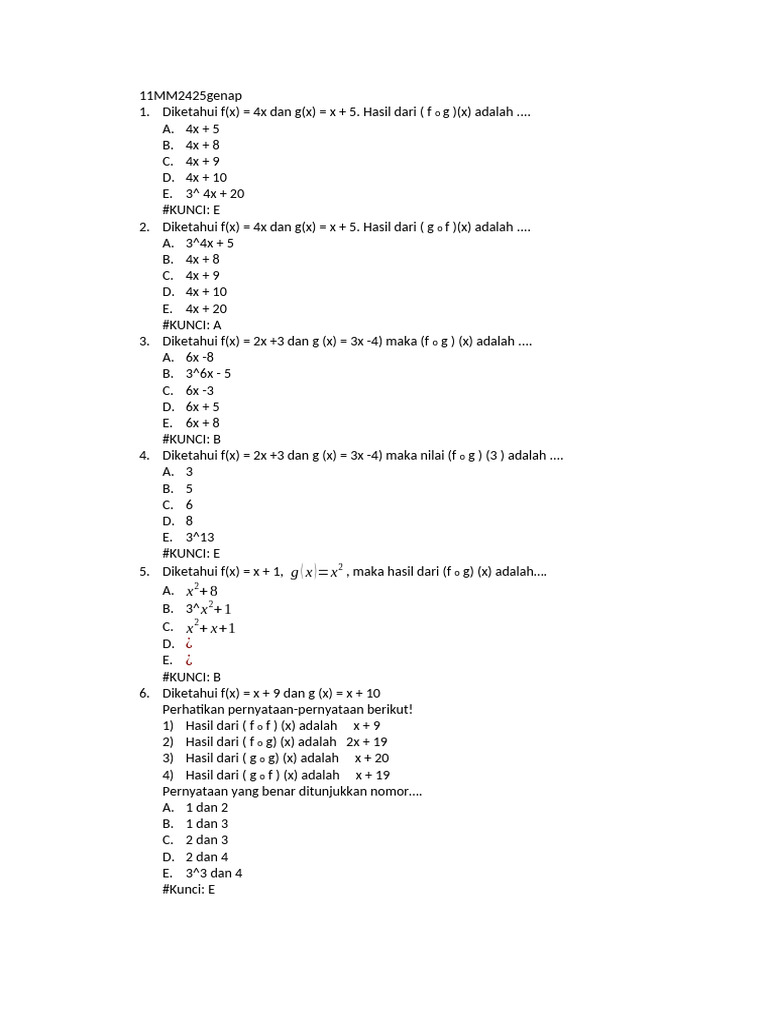 Soal MTK 11mm 2425 Genap | PDF