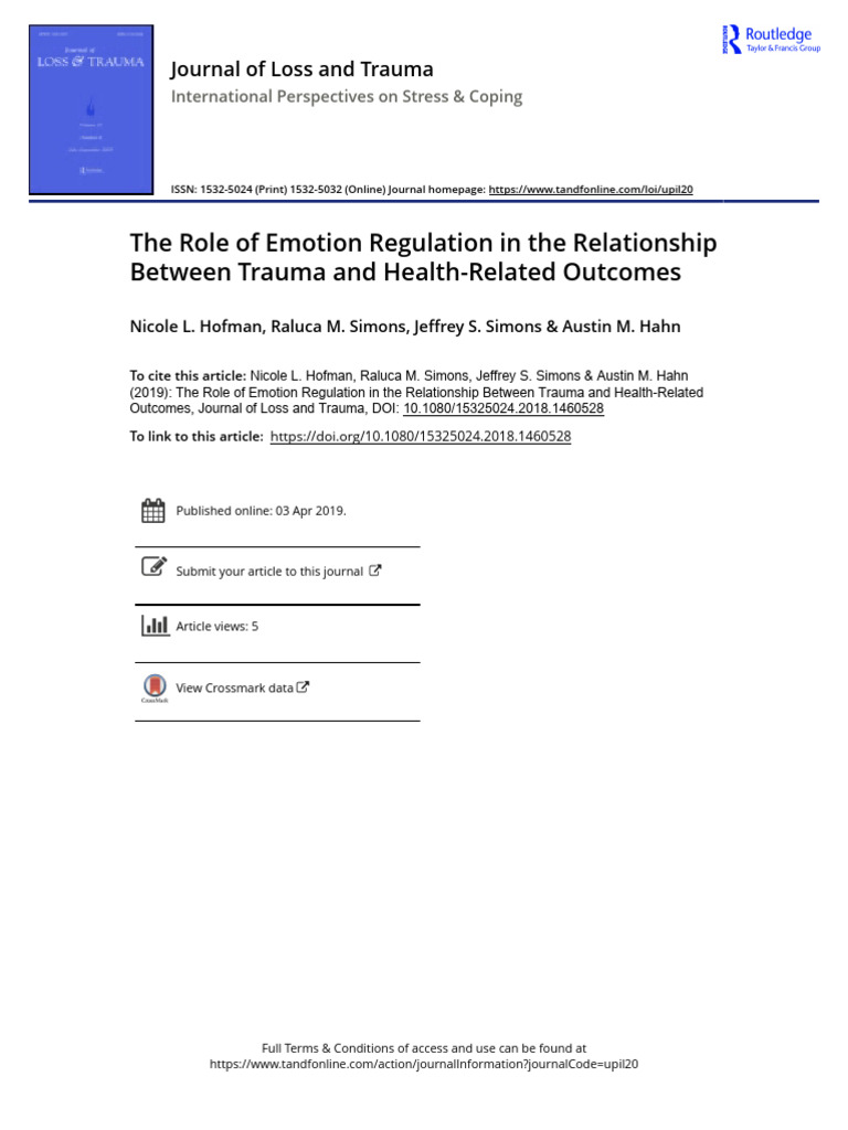 The Role of Emotion Regulation in The Relationship Between Trauma and ...