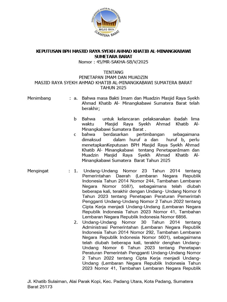 SK Imam Dan Muadzin | PDF