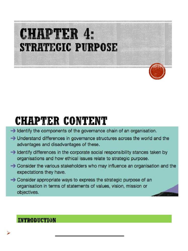 Chapter 4 - Strategic Purpose | PDF | Corporate Social Responsibility ...