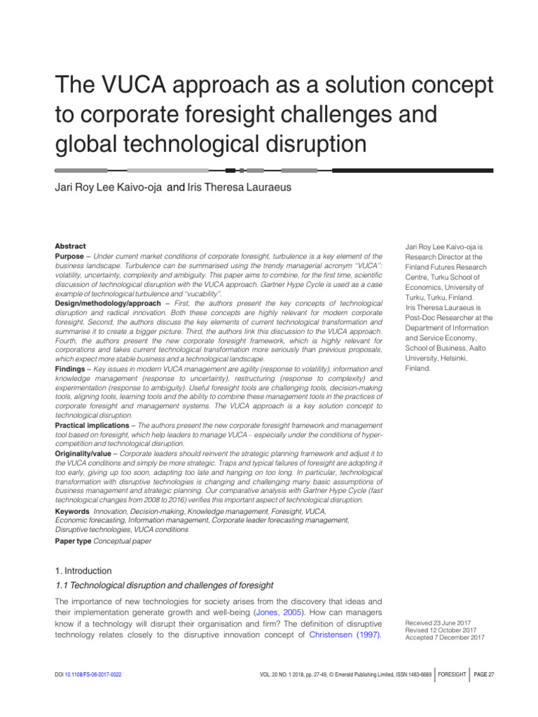 VUCA Framework for Managing Disruption | PDF | Innovation | Disruptive ...