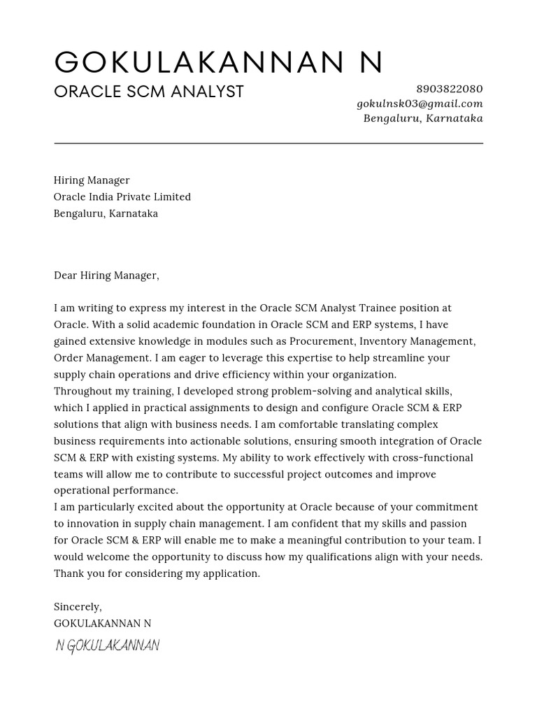 Cover Letter GK-1 | PDF