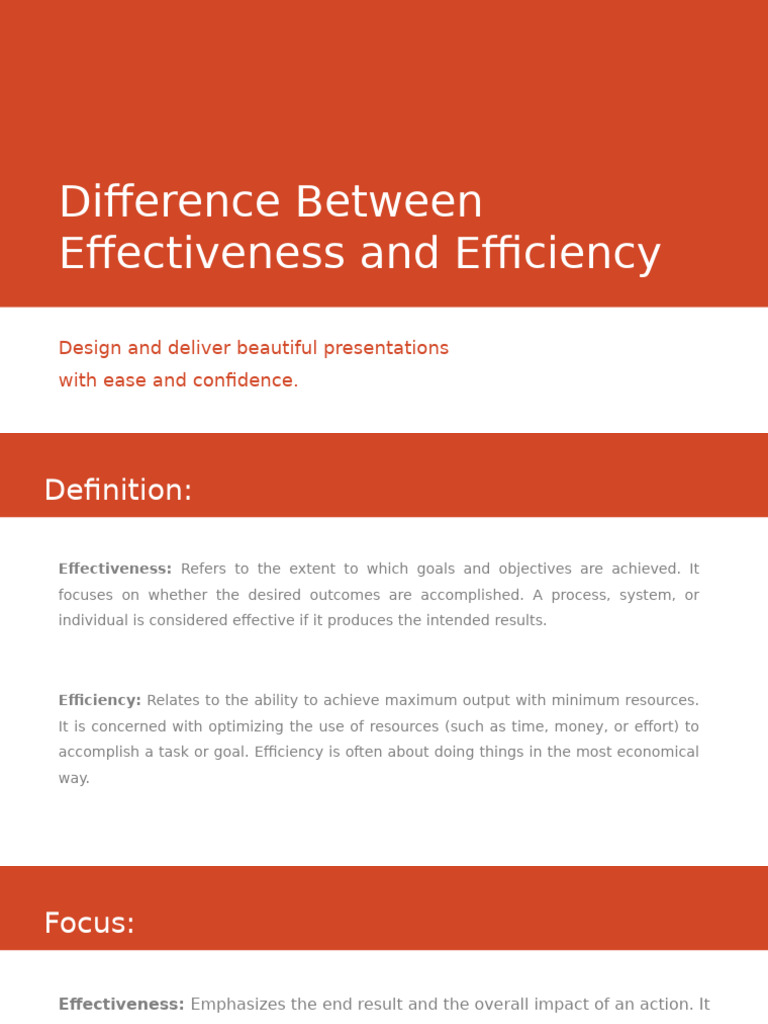 Difference Between Effectiveness and Efficiency | PDF