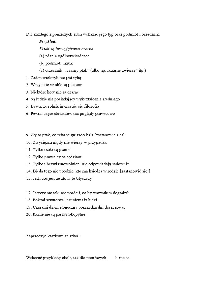 Logika - Zadania 1 | PDF
