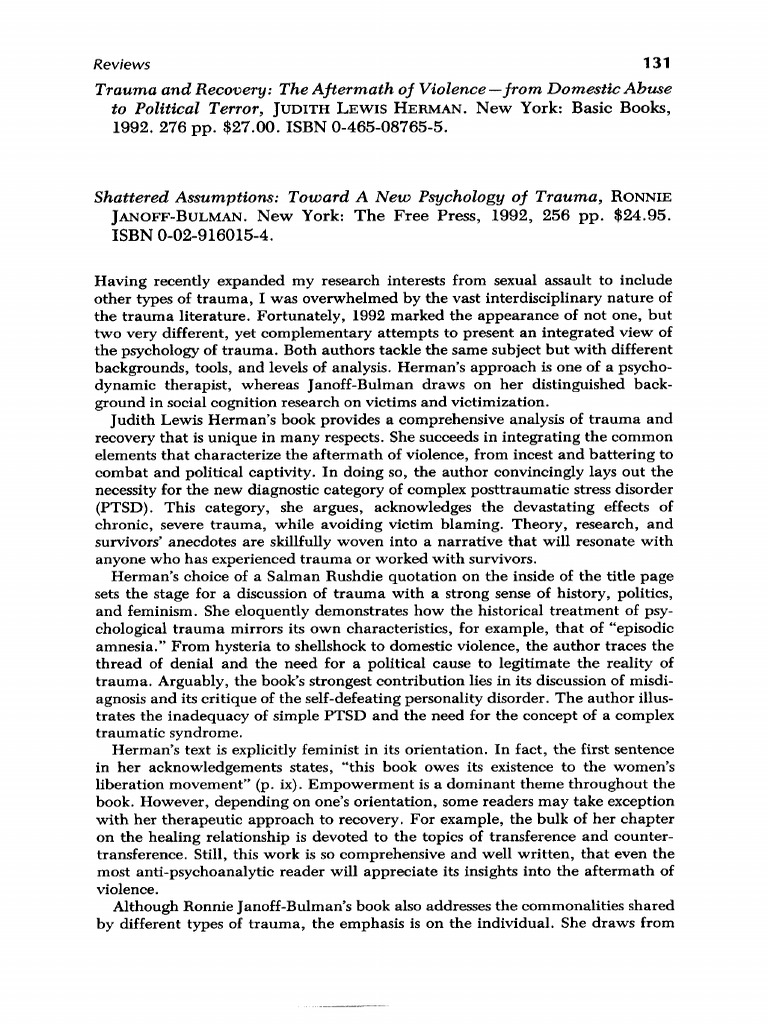 Trauma and Recovery The Aftermath of Violence-From Domestic Abuse To ...