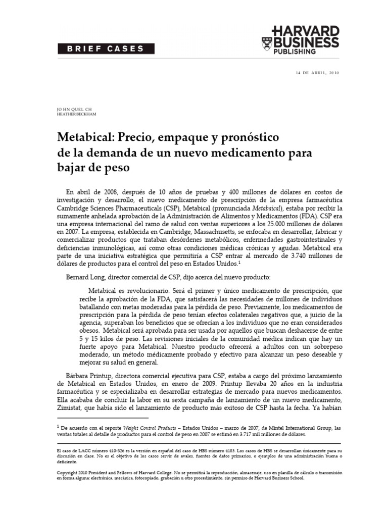 Metabical - Precio Empaque y Pronstico de La Demanda de Un Nuevo ...