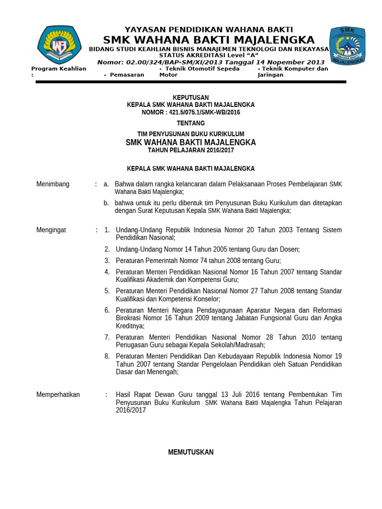 SK Tim KTSP 2016-2017 | PDF