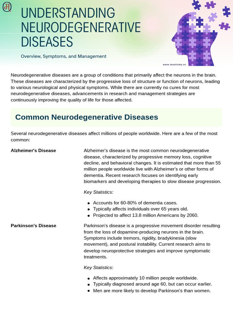 Neurodegenerative diseases are a group of conditions that primarily ...