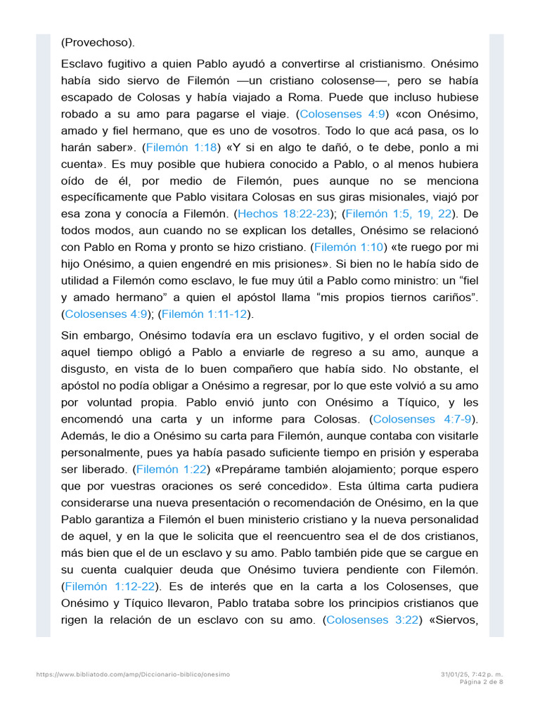 Onésimo Que Es, Concepto y Definicion | PDF | Epístola a Filemón ...