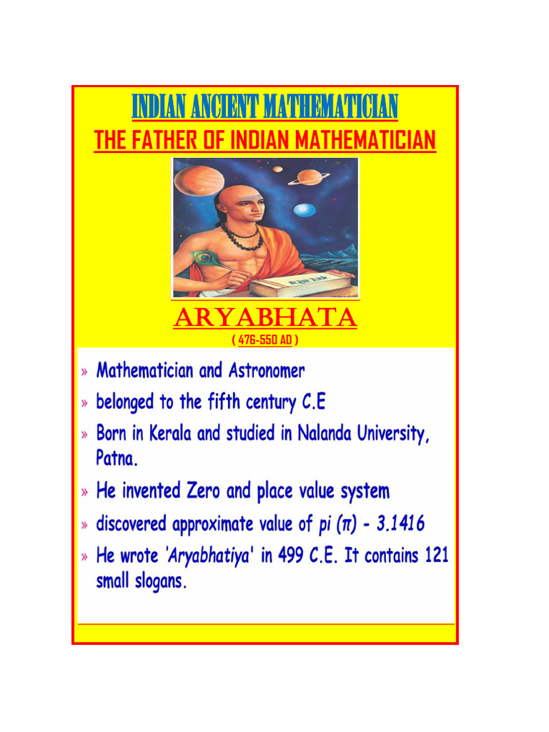 Indian Ancient Mathematician 123 | PDF