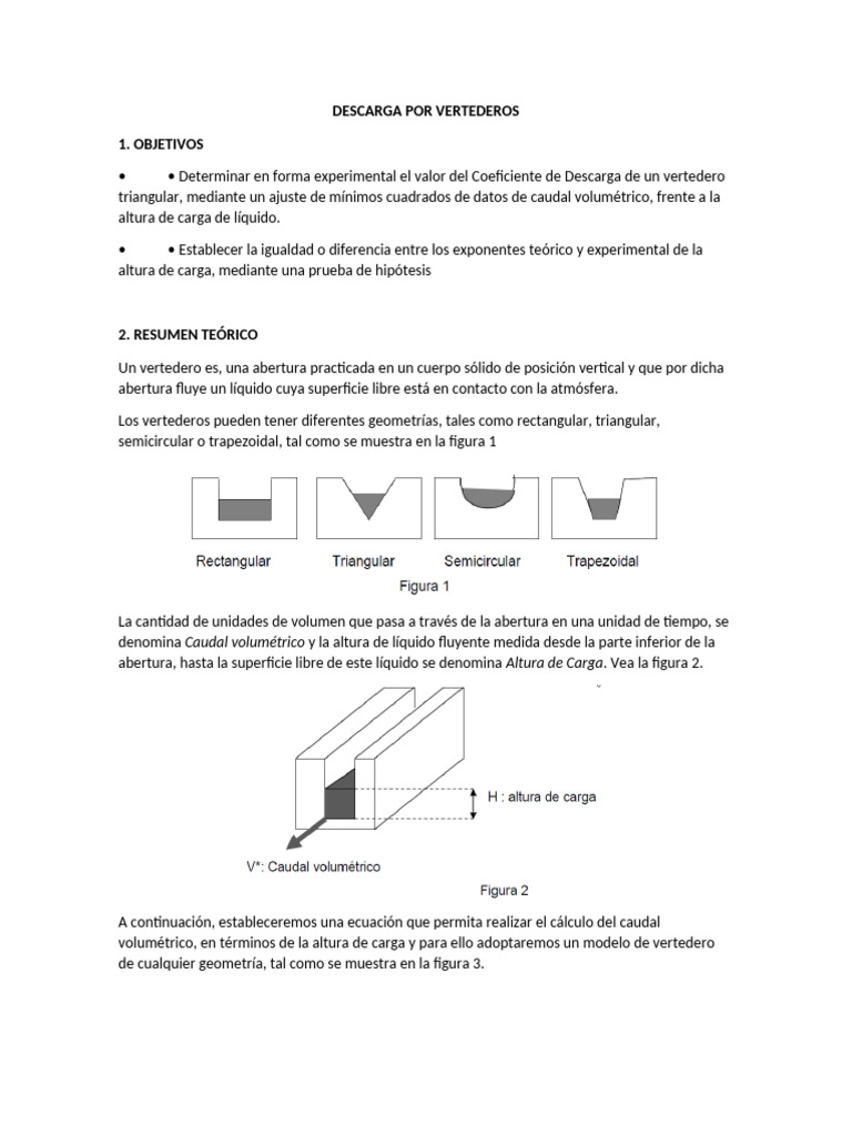 Descarga Por Vertederos | PDF | Descarga (hidrología) | Triángulo